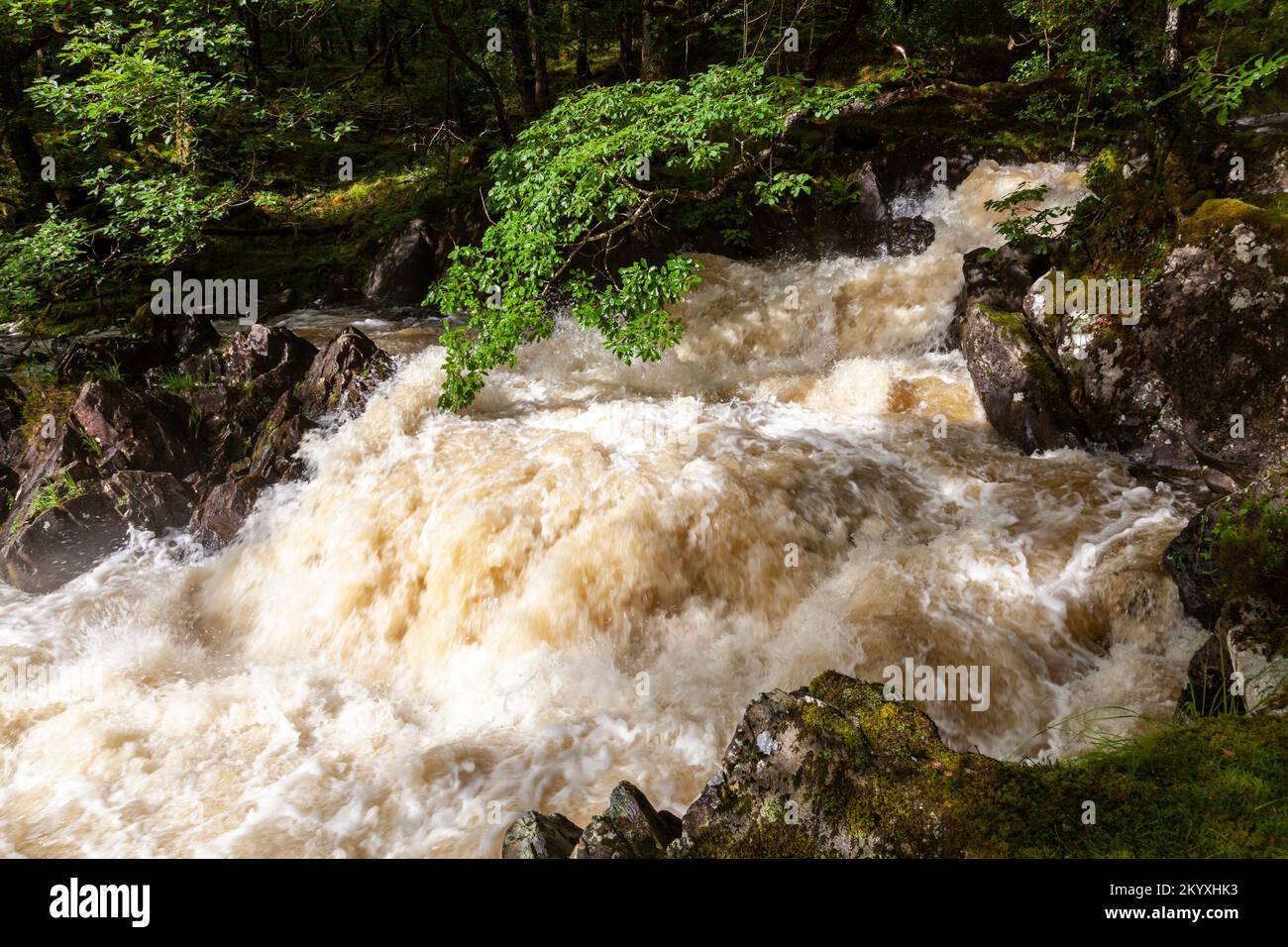 Heavy rain makes a spectacular sight along the Rhaeadr Du waterfalls ...