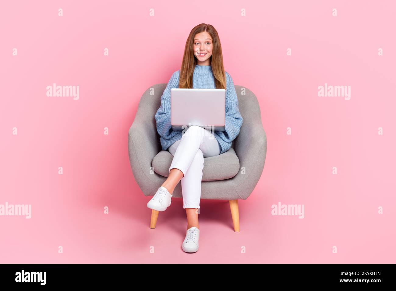 Full length photo of young funny excited computer user addicted ...