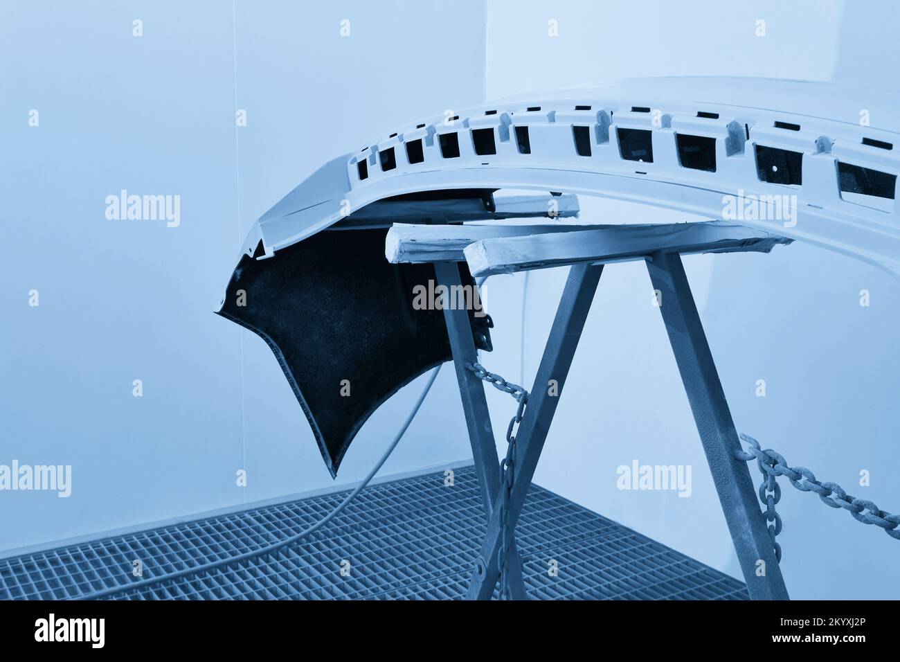 Car element body after painting. Drying parts of the automobile in ...