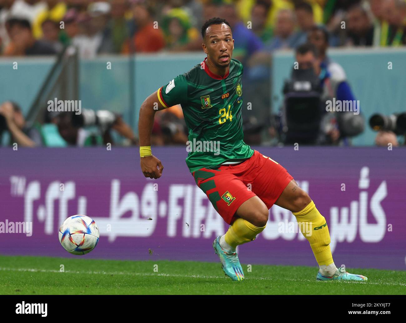 Doha, Qatar, 2nd December 2022. Enzo Ebosse of Cameroon during the FIFA ... Doha, Qatar, 2nd December 2022. Enzo Ebosse of Cameroon during the FIFA ...