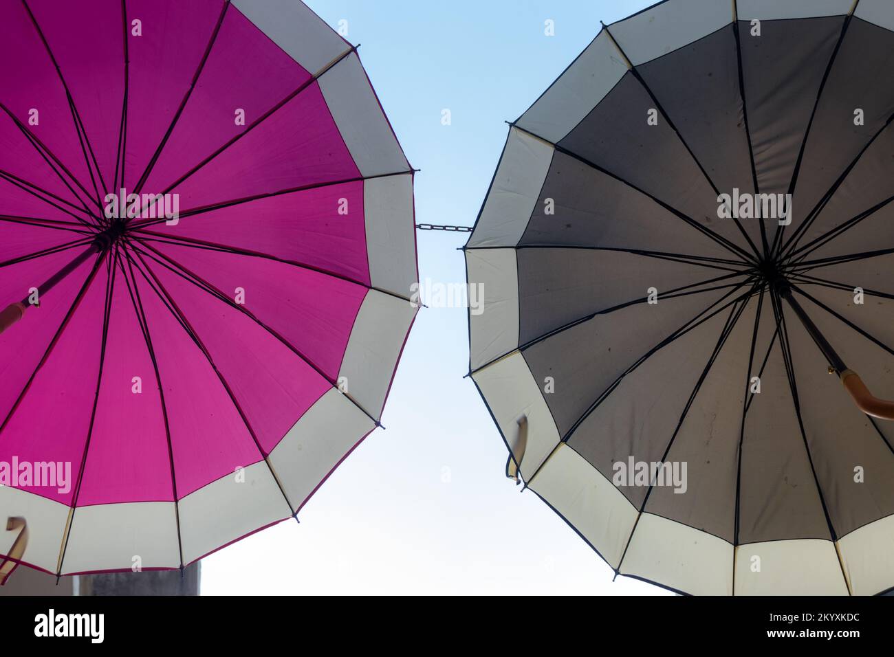 Hanging umbrellas over a pedestrian street, provinding shade Stock ...