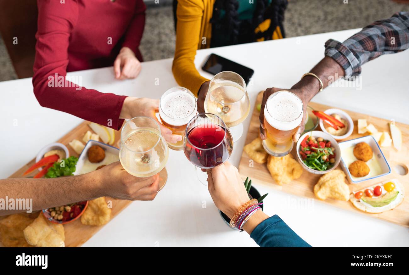 Top view of happy hour at pub Stock Photo - Alamy