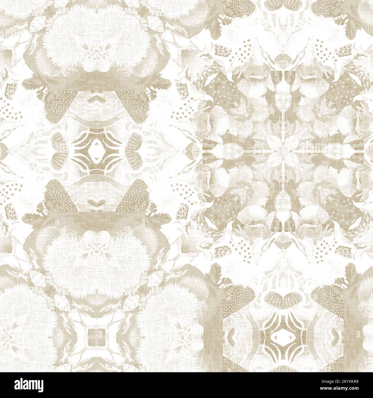 Ecru natural linen effect patterned coastal geo background. Seamless ...