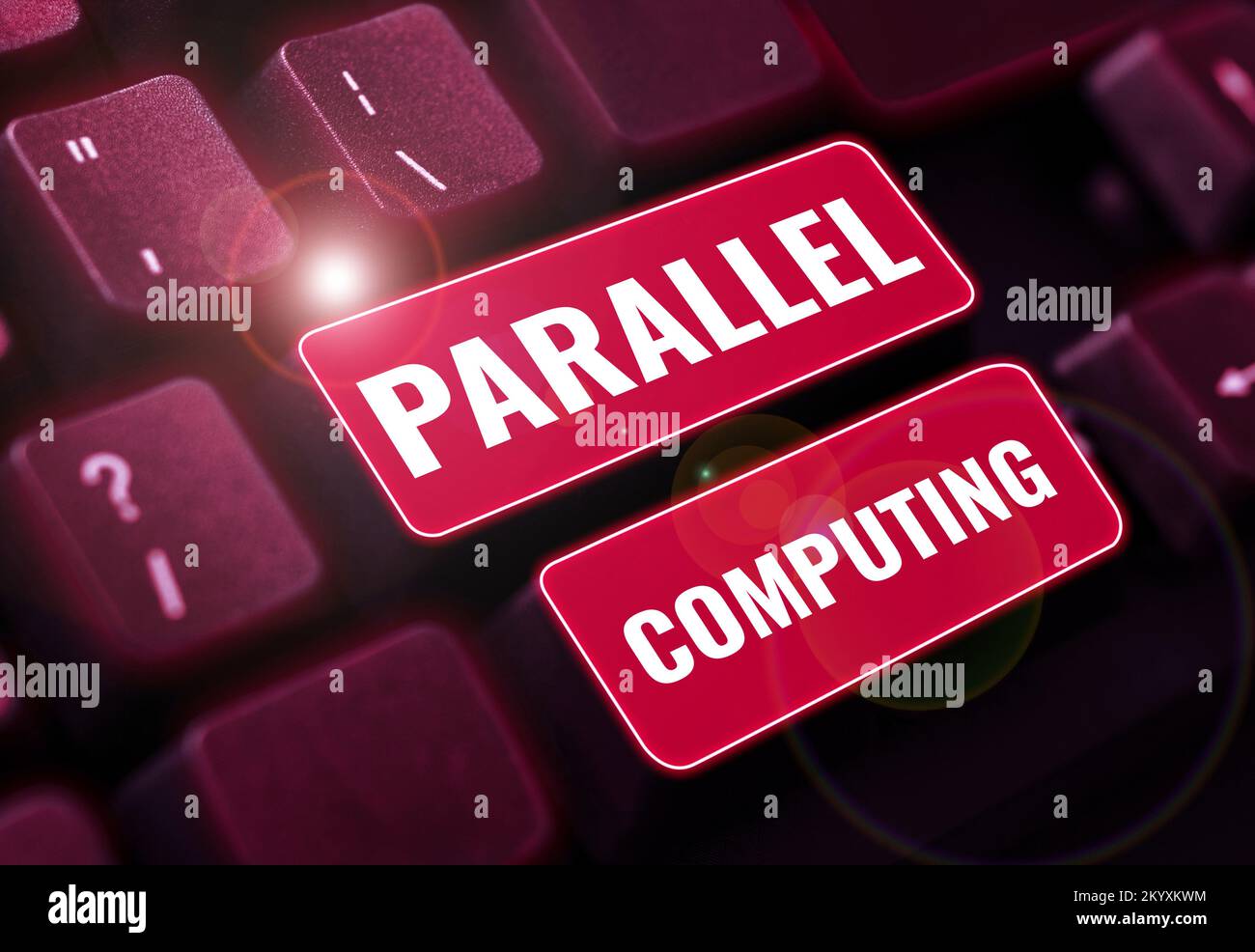 Text caption presenting Parallel Computing. Business overview simultaneous calculation by means ...