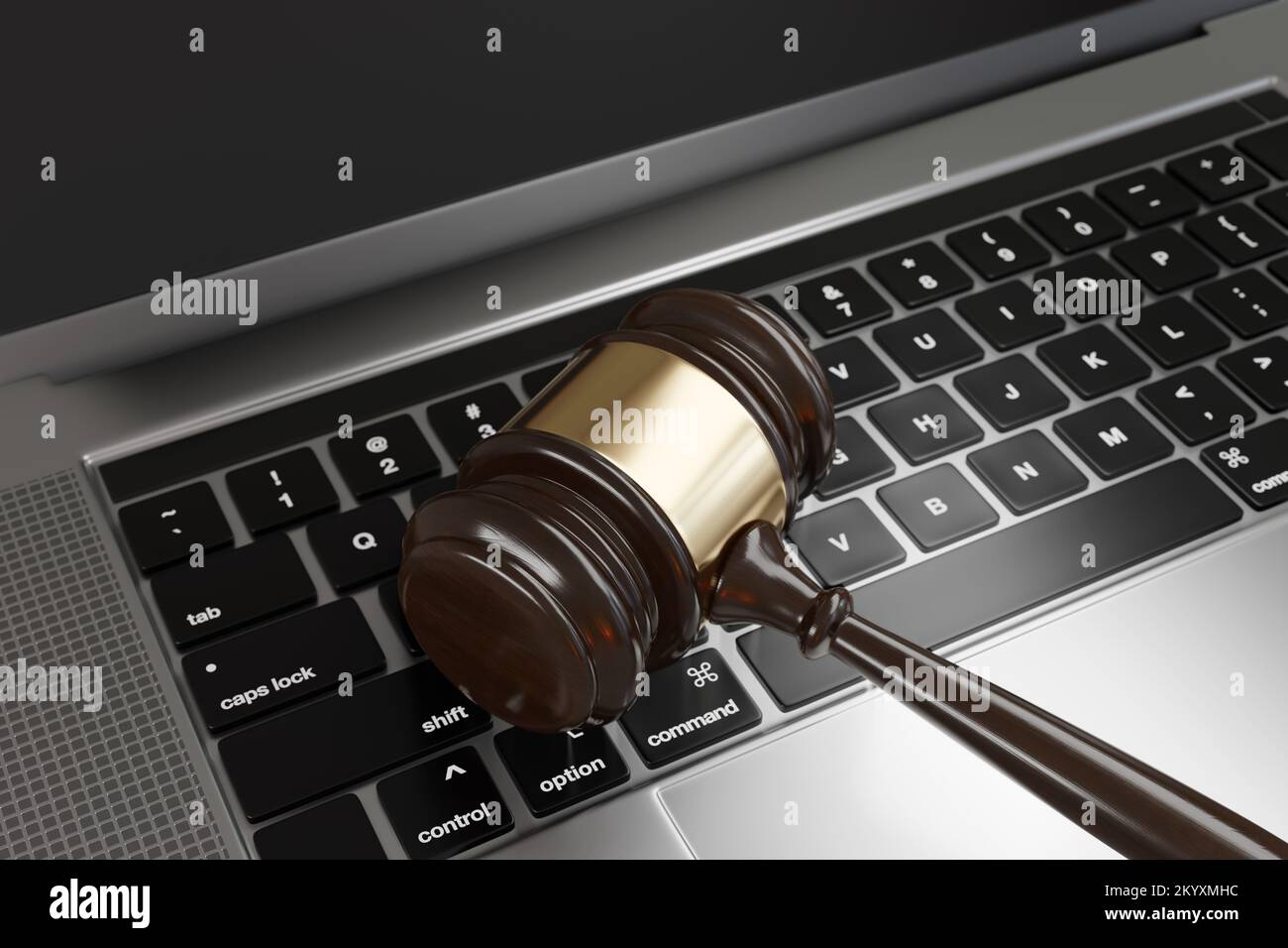 Judge gavel on a laptop. Illustration of the concept of new ...