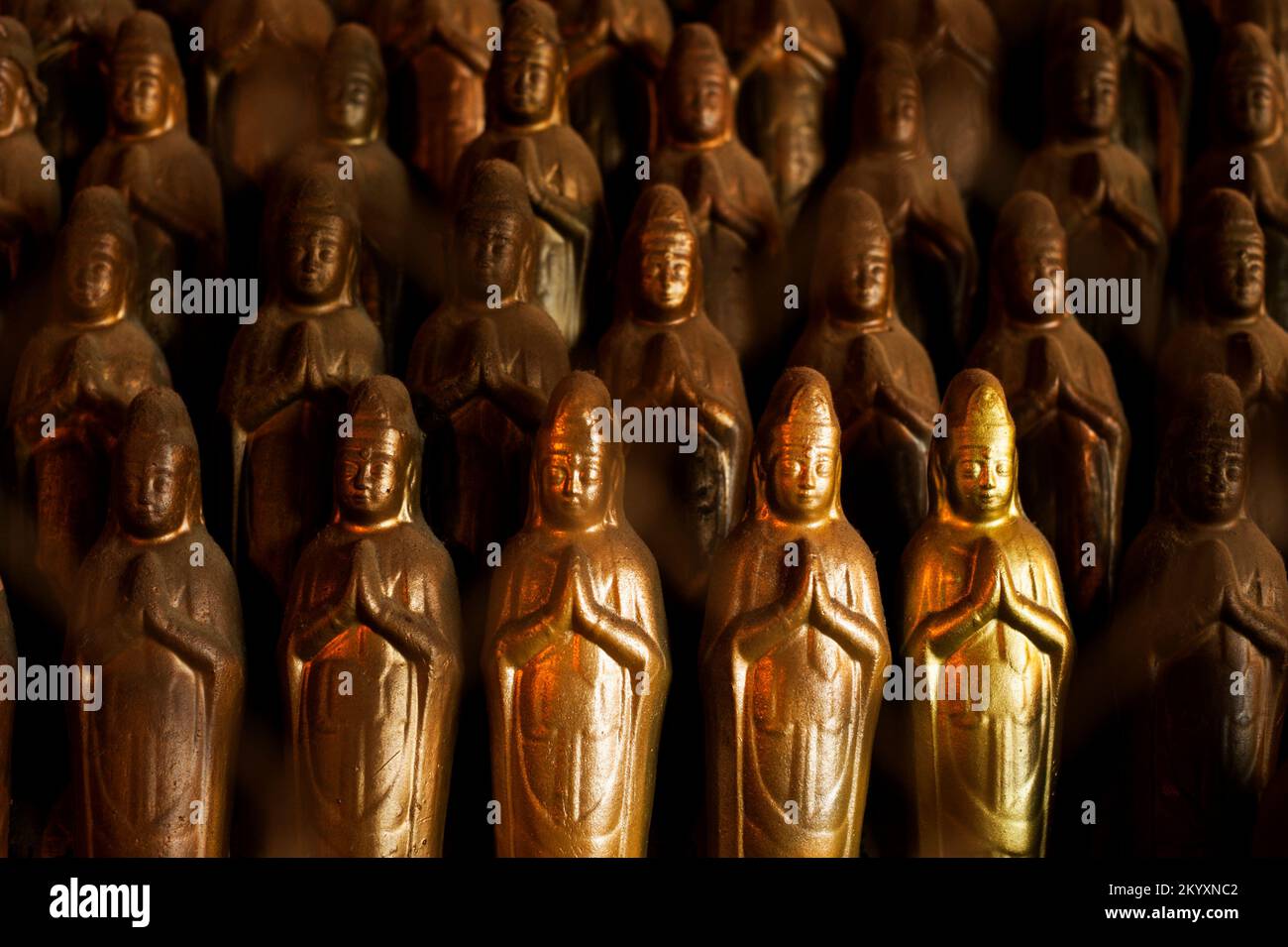 Golden coloured statues at Negoro-ji Temple is number 82 on the 88 ...
