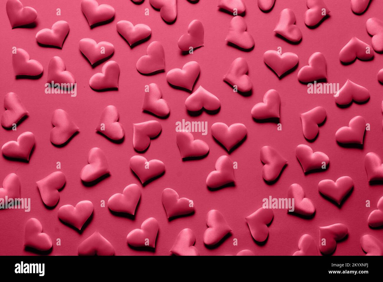 Pattern of romantic hearts on viva magenta background. Trending color ...