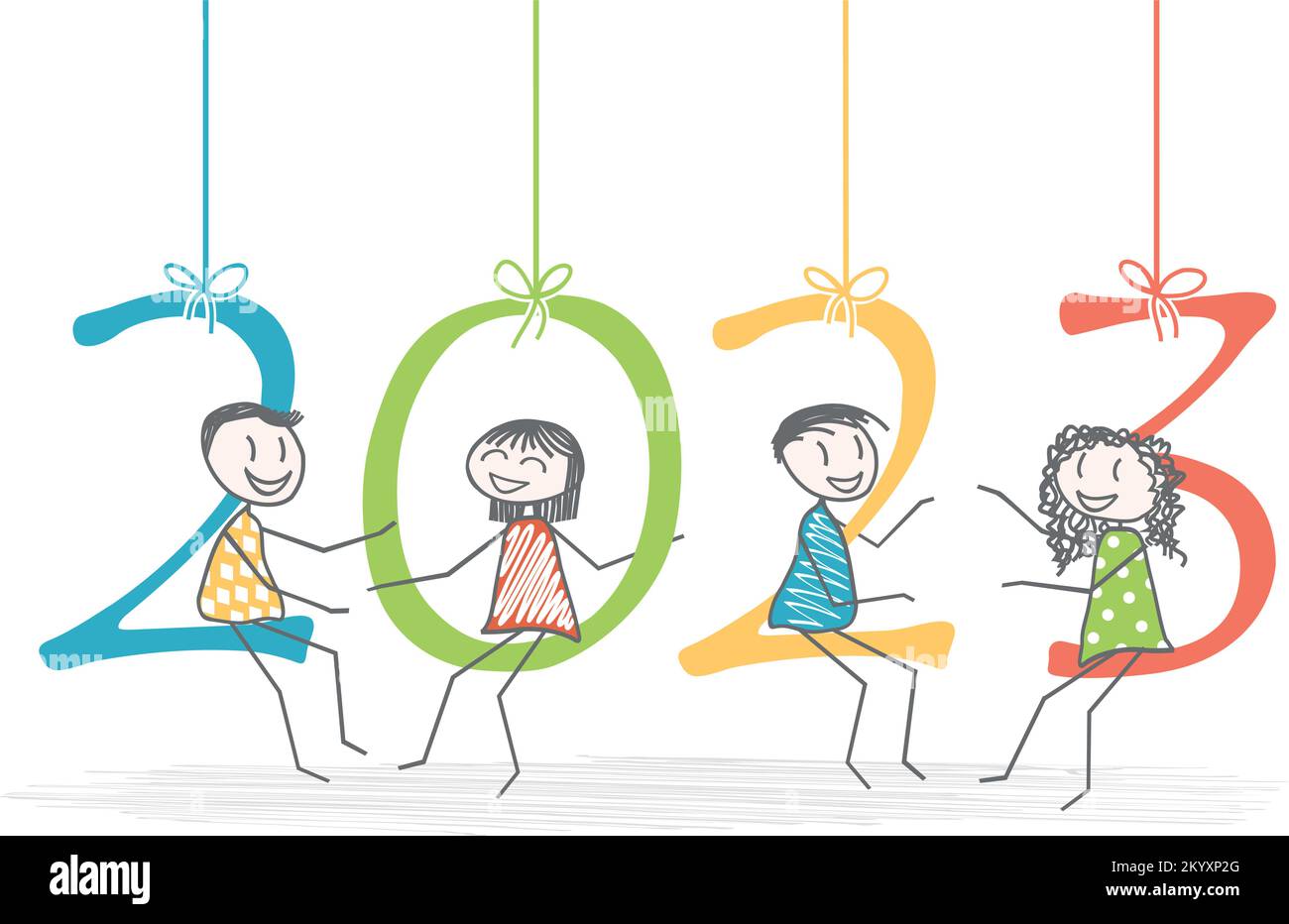 Characters on the numbers of the year 2023 celebrate wish a happy new ...