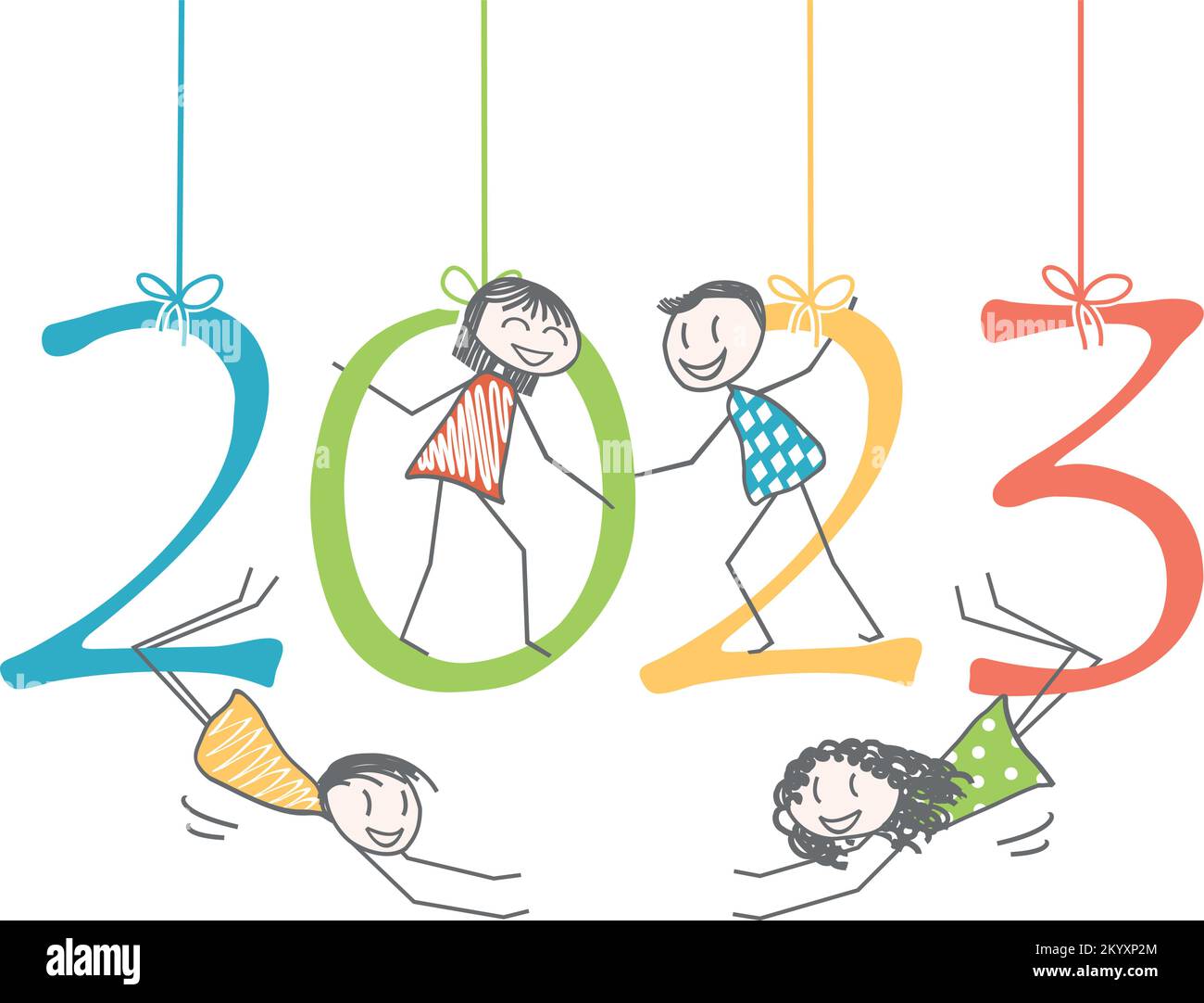 Characters on the numbers of the year 2023 celebrate wish a happy new ...