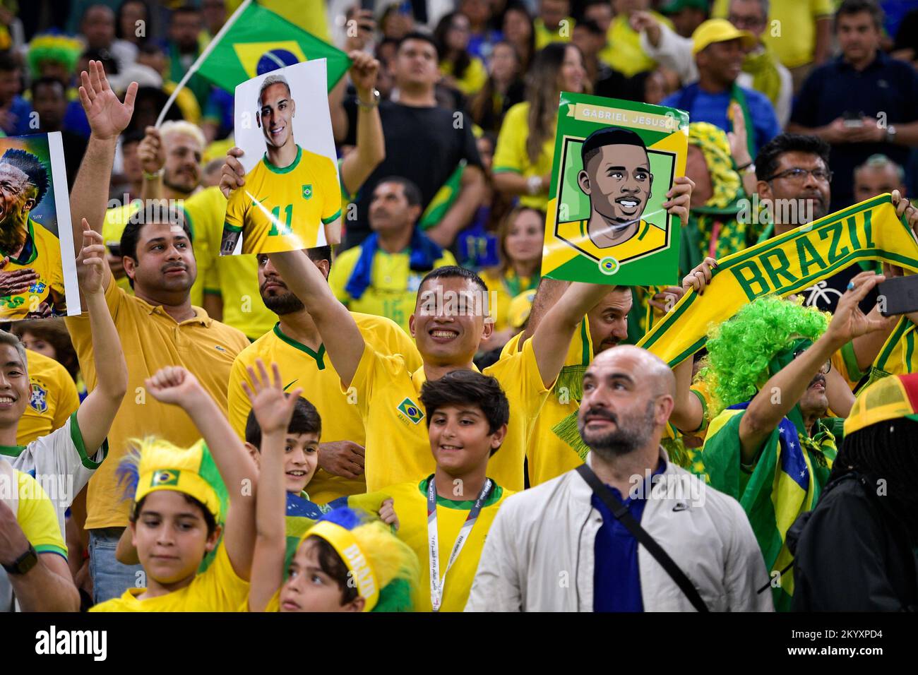 LUSAIL CITY, QATAR - DECEMBER 2: Fans and supporters of Brazil prior to ...