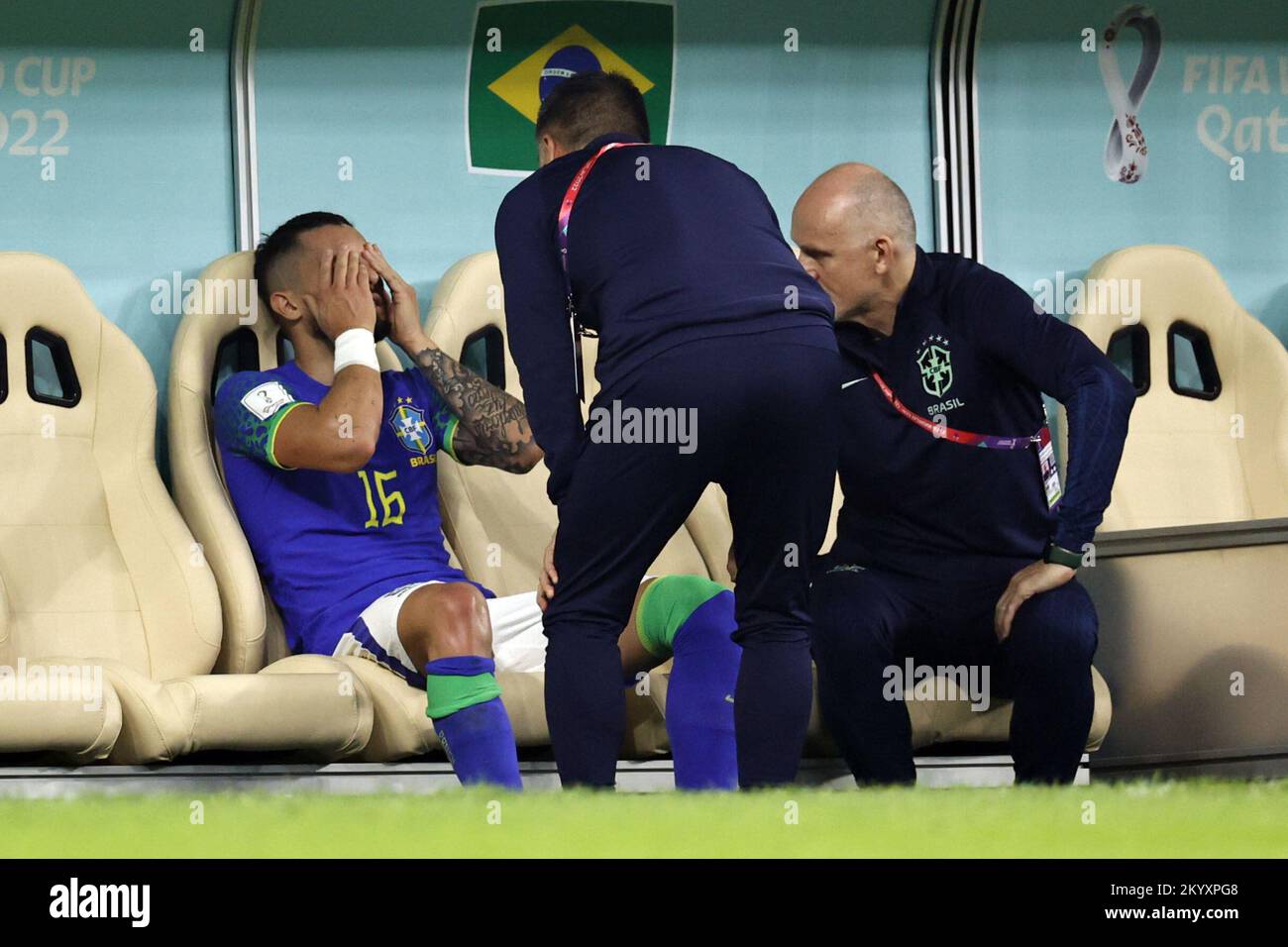 Qatar. 02nd Dec, 2022. LUSAIL CITY - (l-r) Alex Telles of Brazil during ...