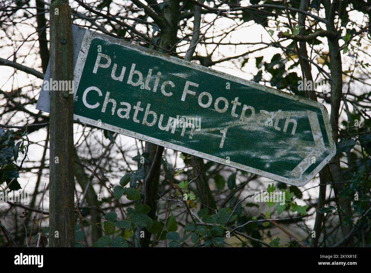 An old Public Footpath sign on Pendle Hill, Lancashire, United Kingdom ...