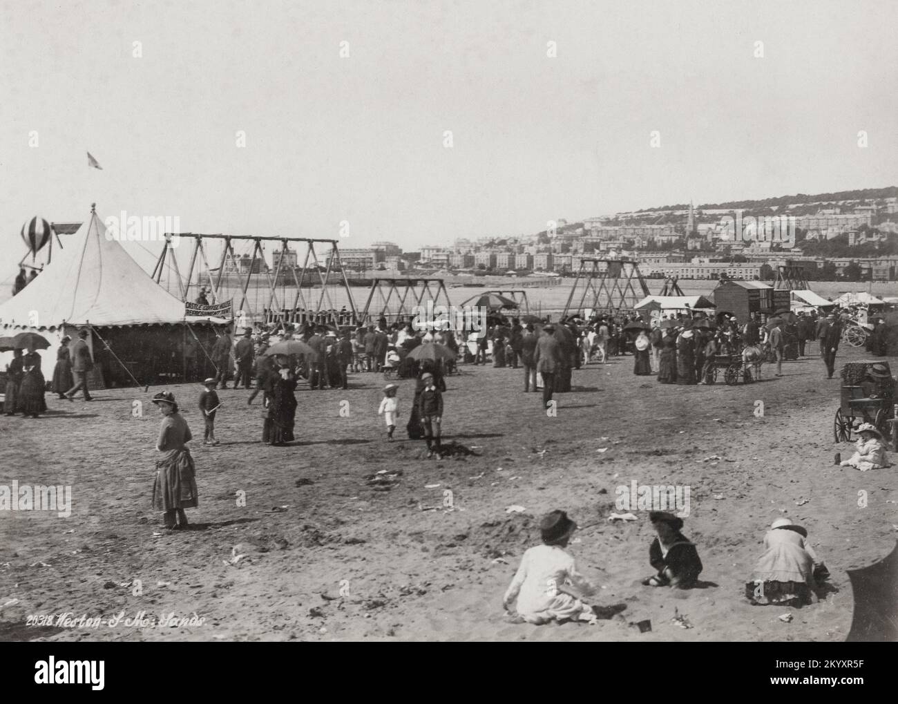 Vintage photograph - 1887 - Beach and fairground scene, Weston-super ...