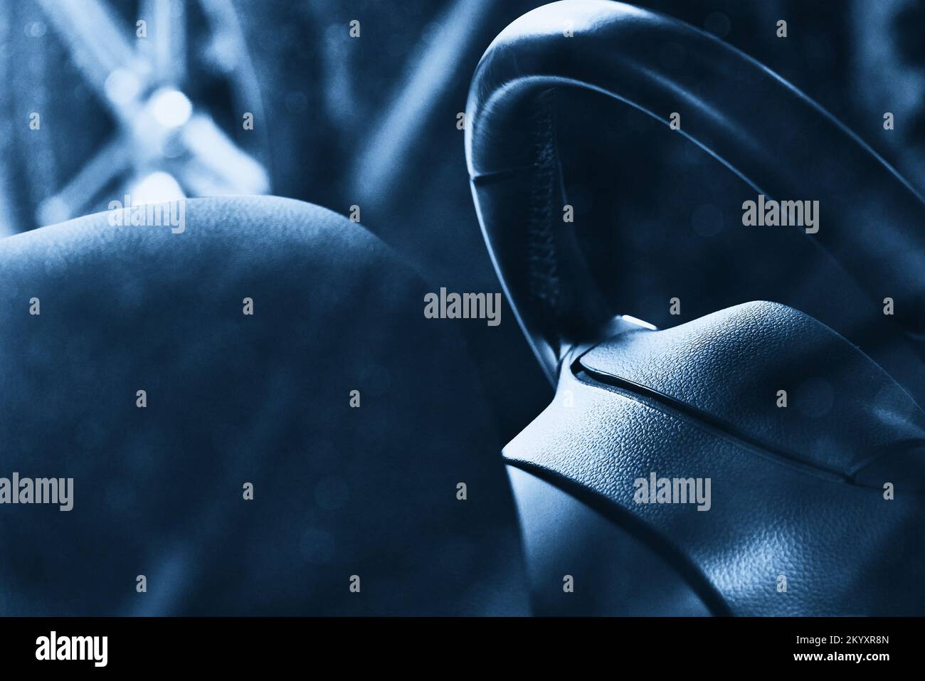 Closeup of steering wheel of a car, interior view Stock Photo - Alamy