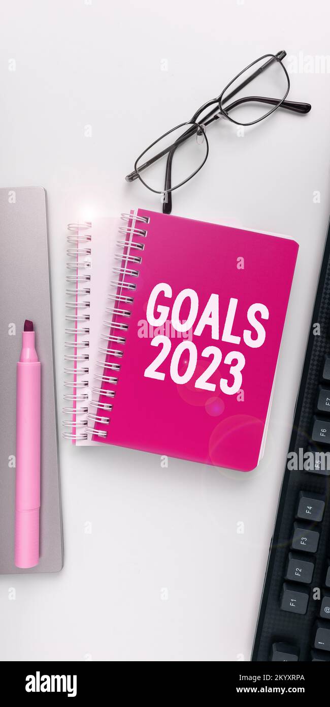 Writing displaying text Goals 2023. Internet Concept identifying ...