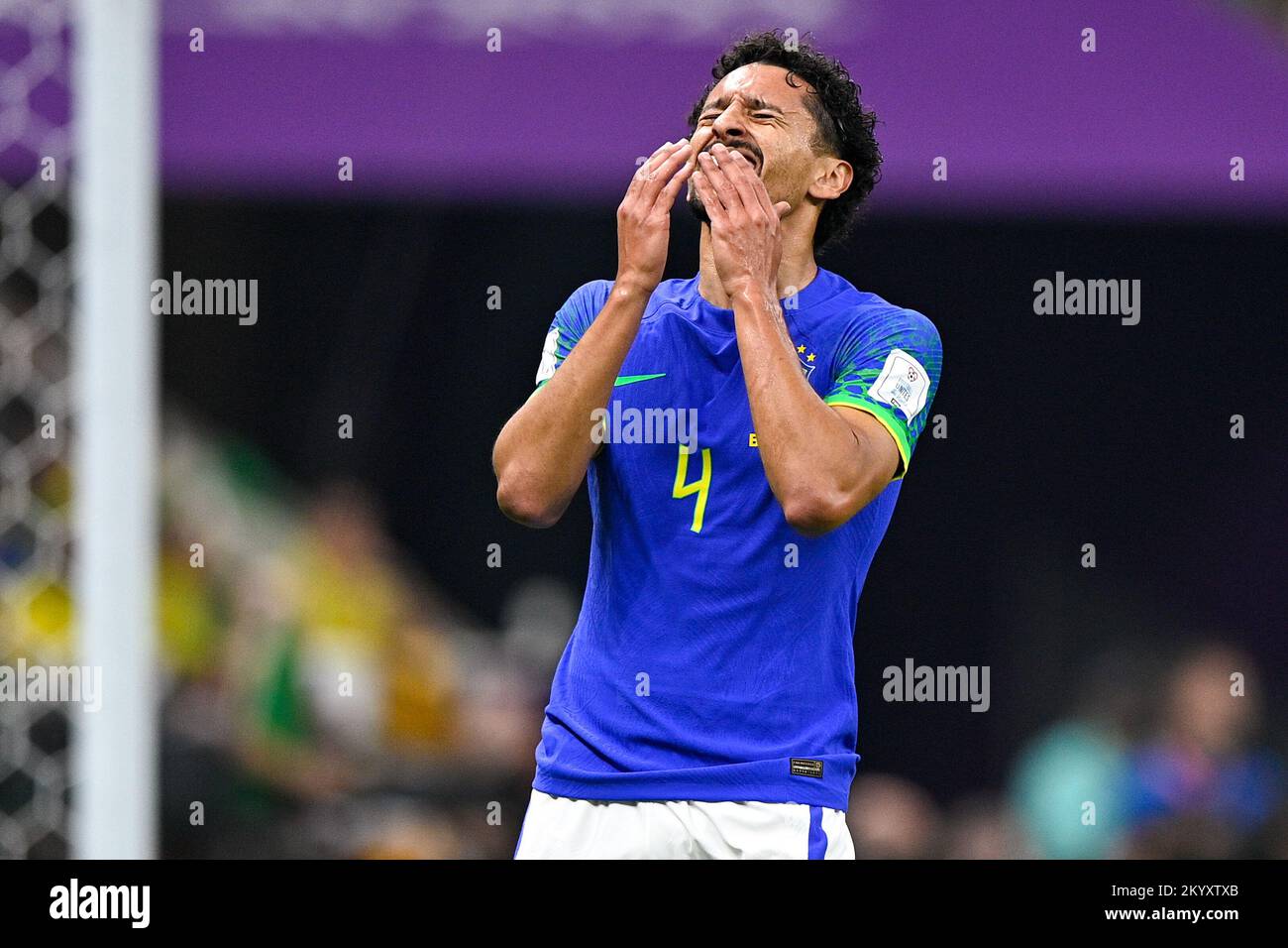 LUSAIL CITY, QATAR - DECEMBER 2: Marquinhos of Brazil reacts during the ...