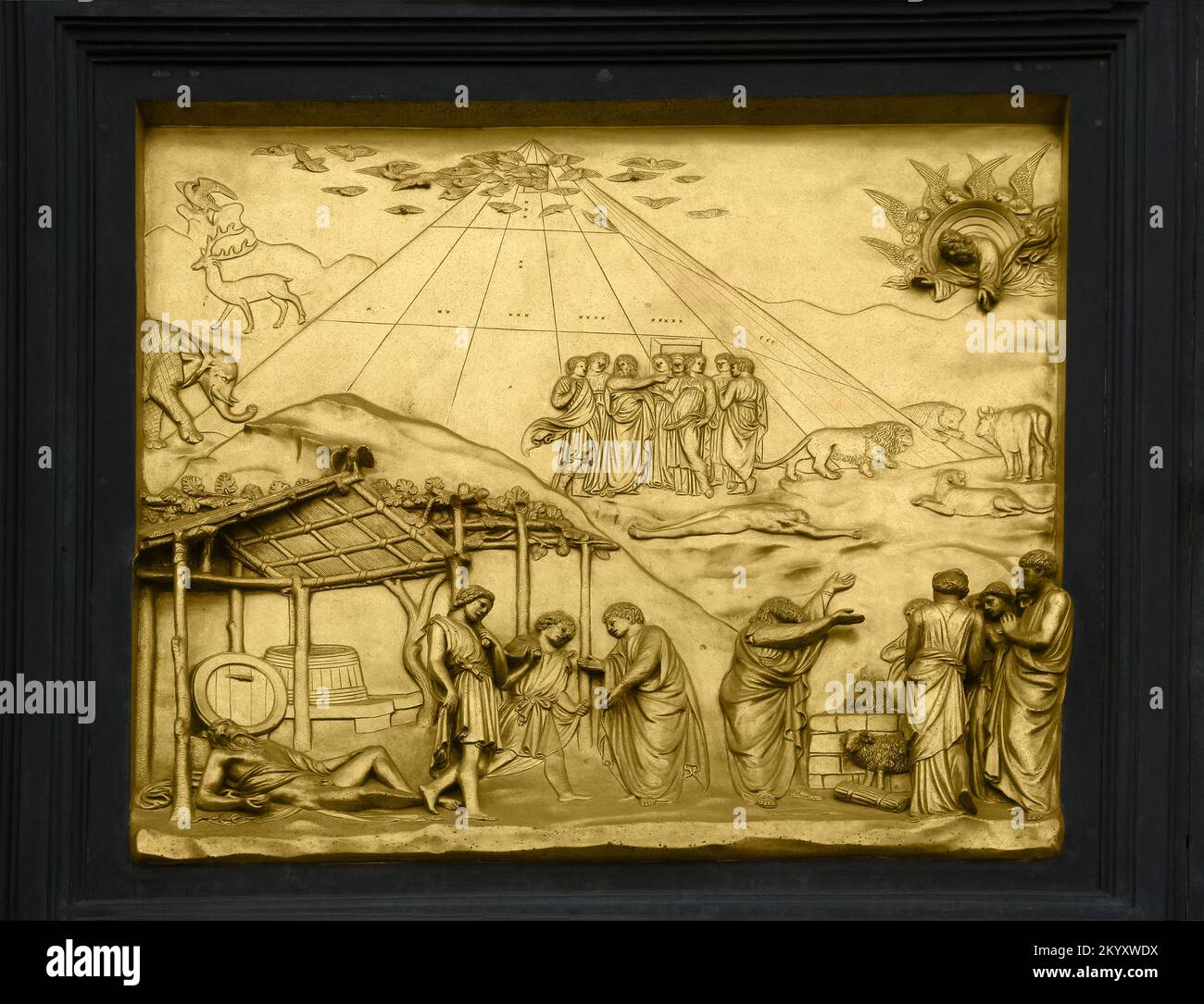 Noah - bas-relief on Gates of Paradise, Florence Stock Photo - Alamy