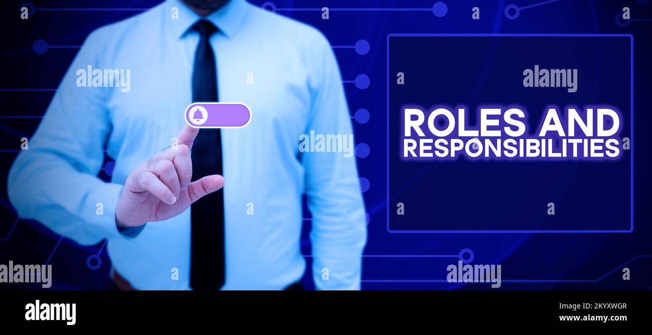 Text showing inspiration Roles And Responsibilities. Business approach ...