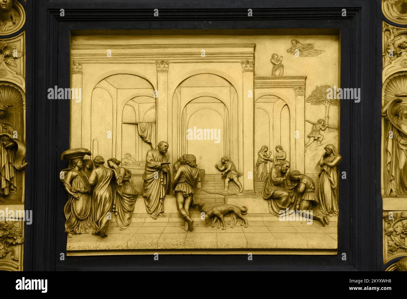 Isaac with Esau and Jacob - bas-relief on Gates of Paradise, Florence ...