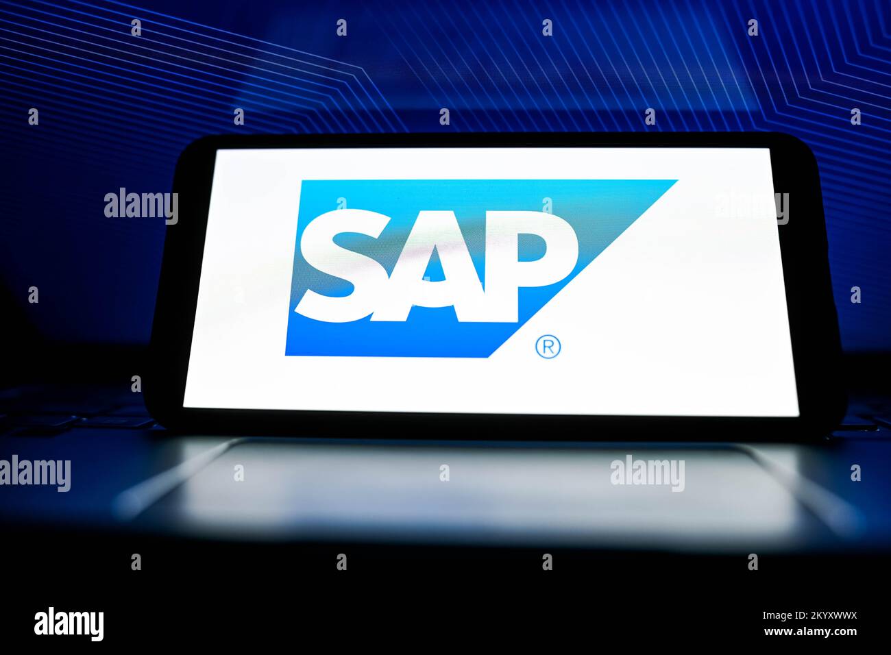 Nysa, Poland. 2nd Dec, 2022. In this photo illustration a SAP logo seen ...