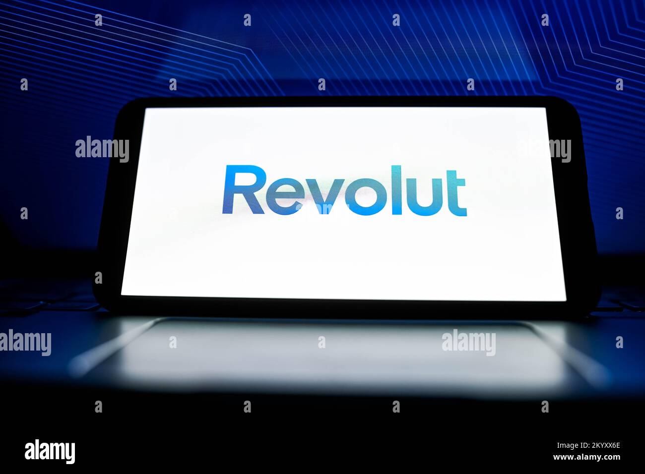 Nysa, Poland. 2nd Dec, 2022. In this photo illustration a Revolut logo ...