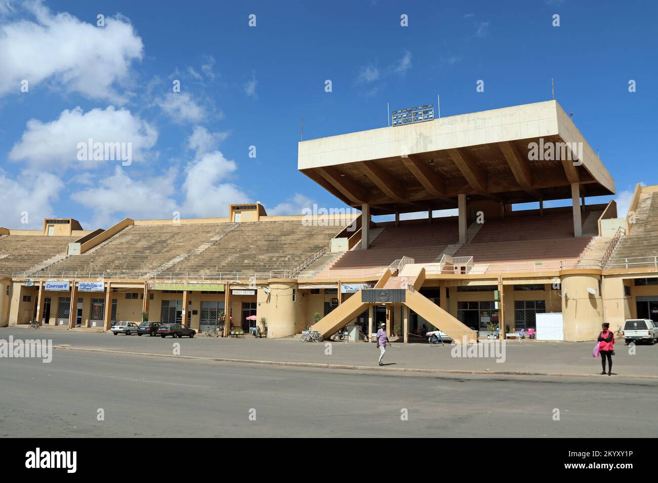 Stadium and shopping mall at Bahti Meskerem Square in Asmara Stock ...