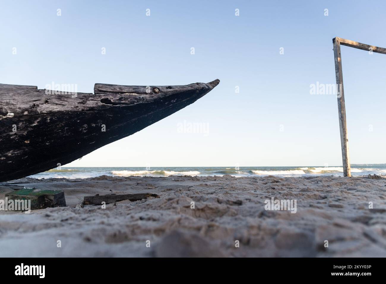 Boat on the beach sand. City of Valenca, Brazil Stock Photo - Alamy