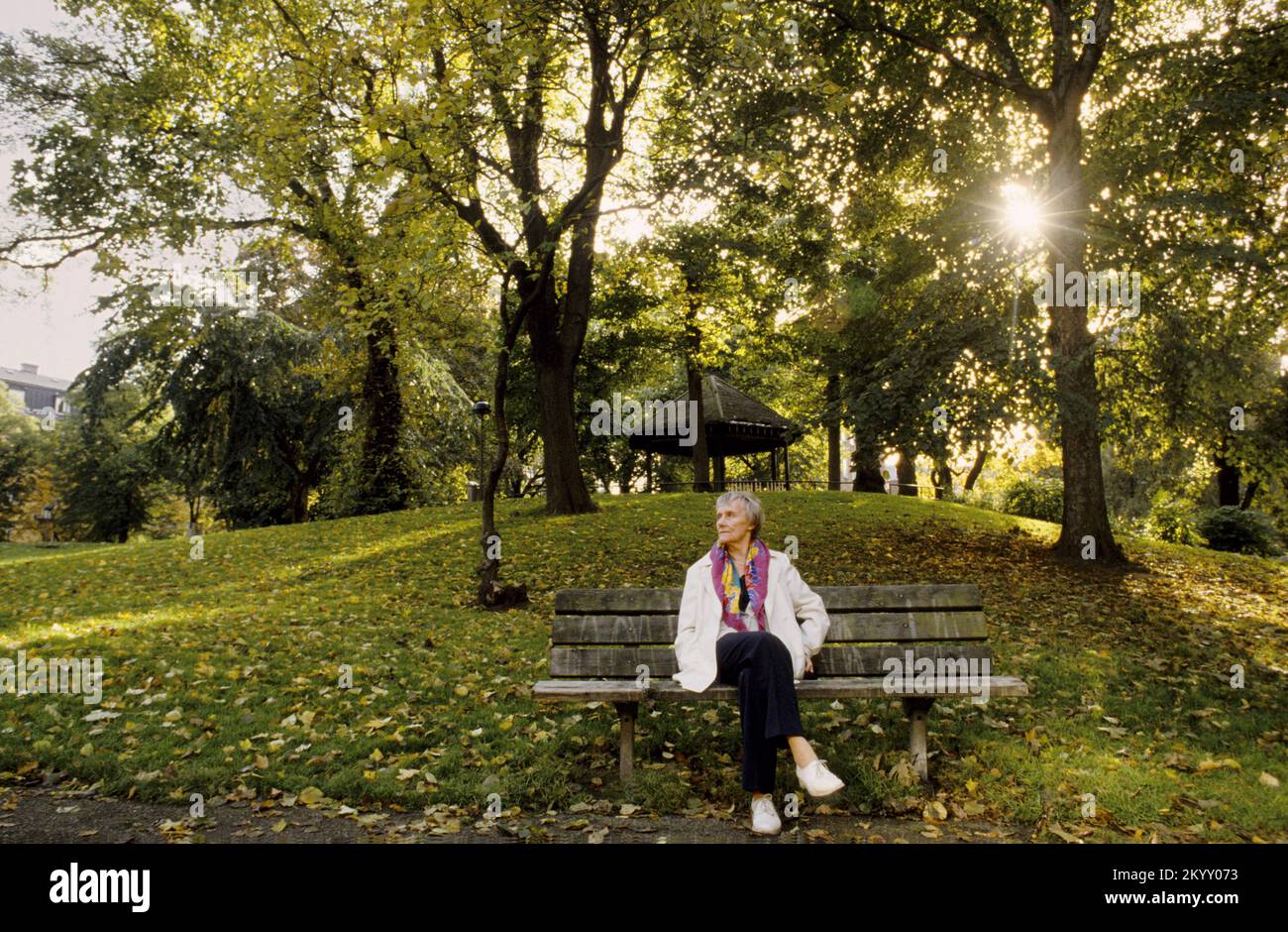 Astrid Lindgren, children's book author in a Stockholm park Stock Photo ...
