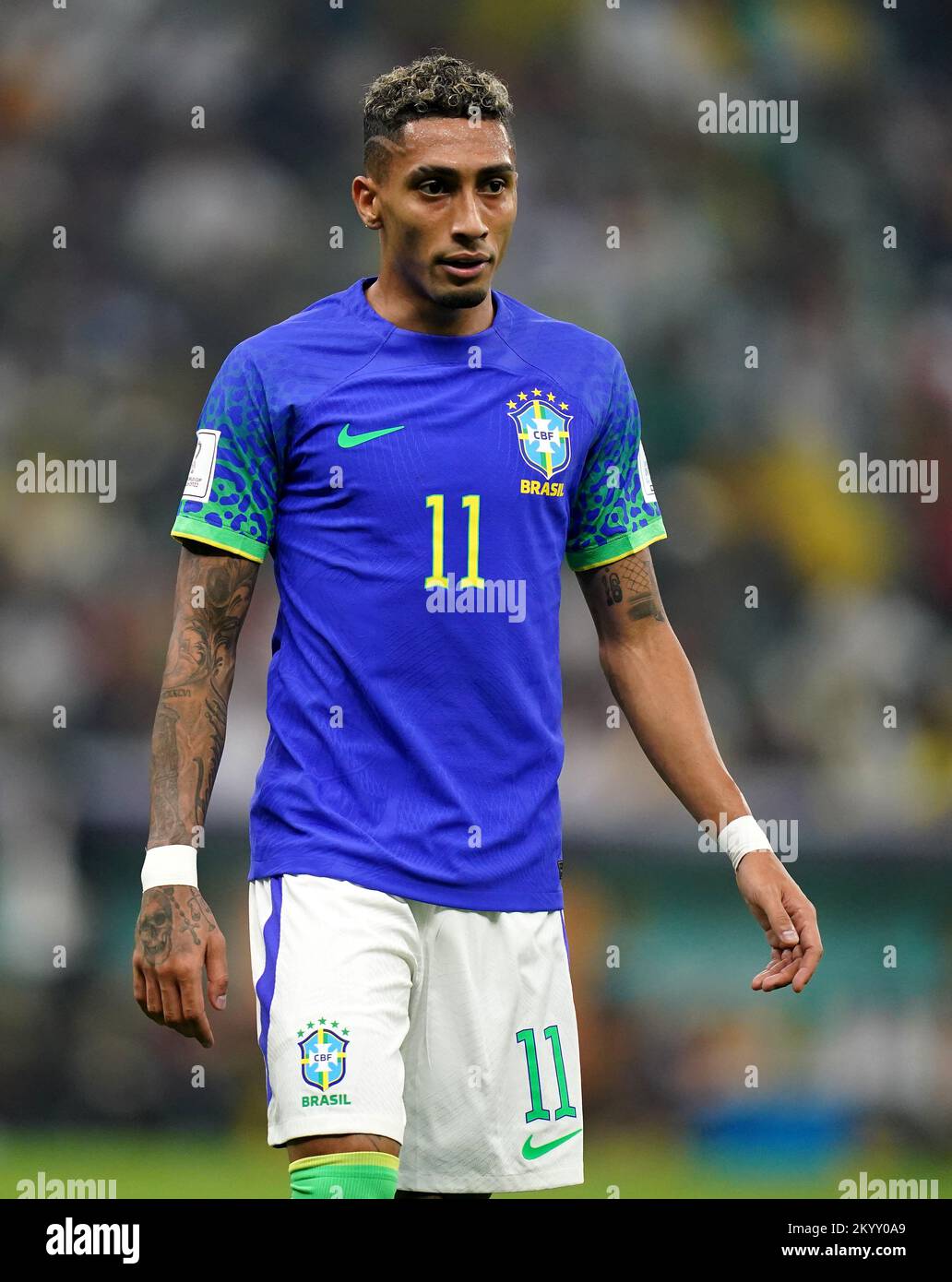 Brazil's Raphinha during the FIFA World Cup Group G match at the Lusail Stadium in Lusail, Qatar ...