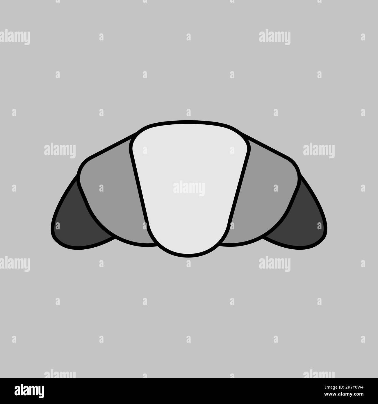 Croissant vector grayscale icon. Fast food sign. Graph symbol for ...