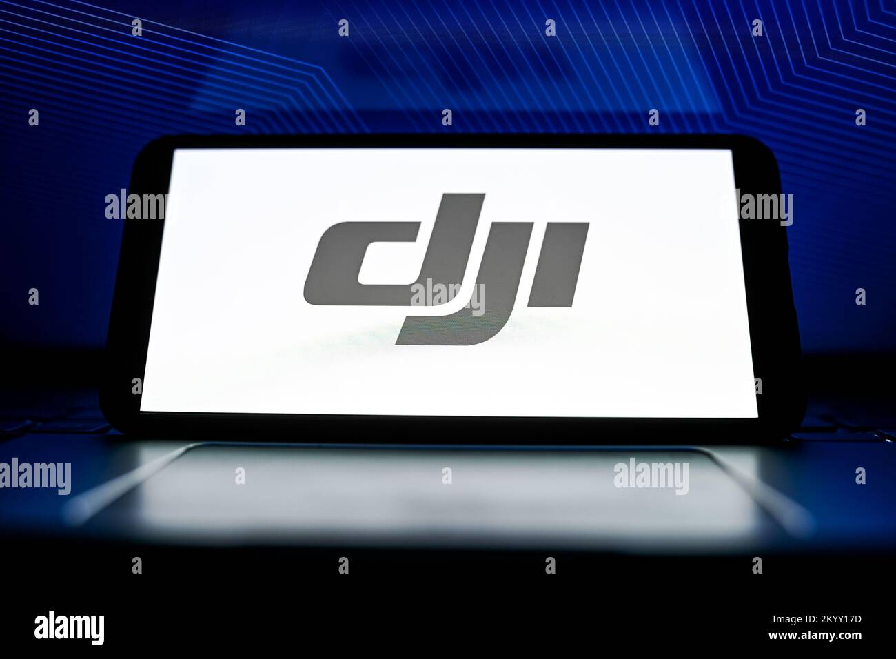 Nysa, Poland. 2nd Dec, 2022. In this photo illustration a DJI logo seen ...