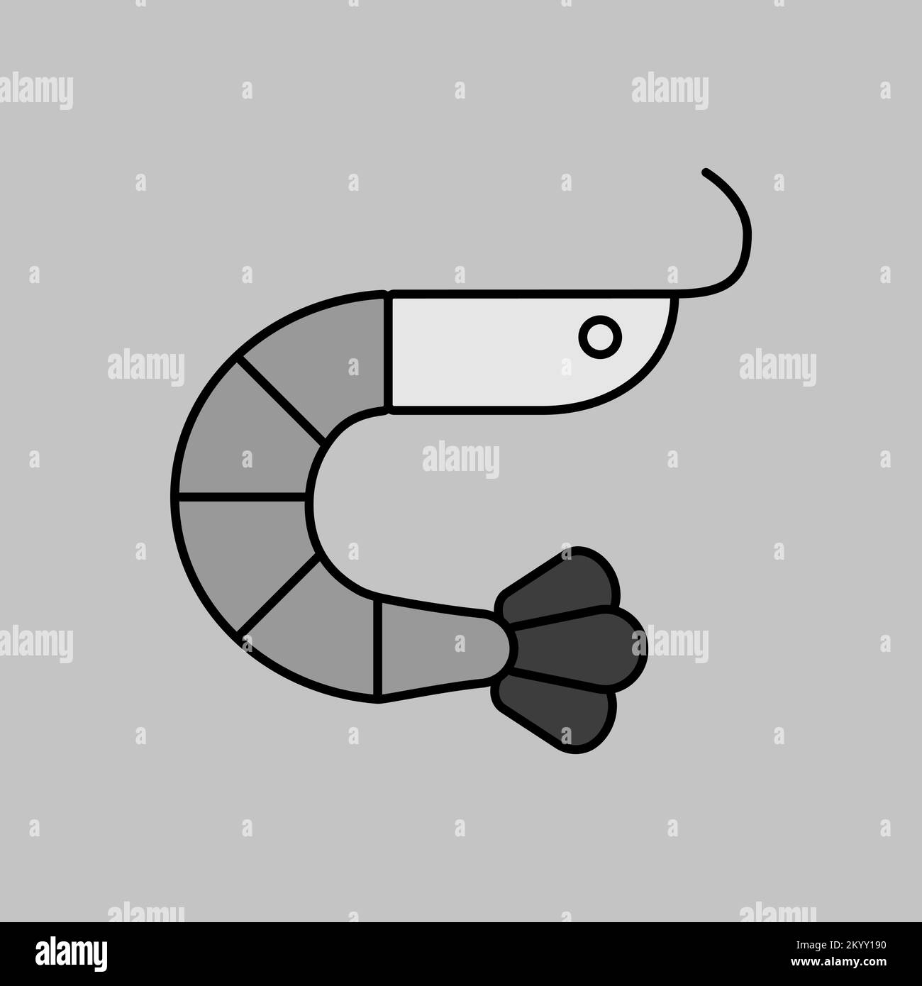Shrimp vector seafood grayscale icon. Fast food sign. Graph symbol for ...