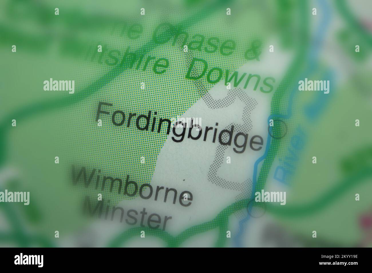 Fordingbridge, United Kingdom atlas map town name - tilt-shift Stock ...
