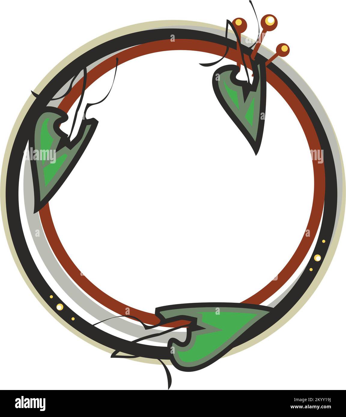 Circle frame with green leaves - ecological concept. Decorative ...