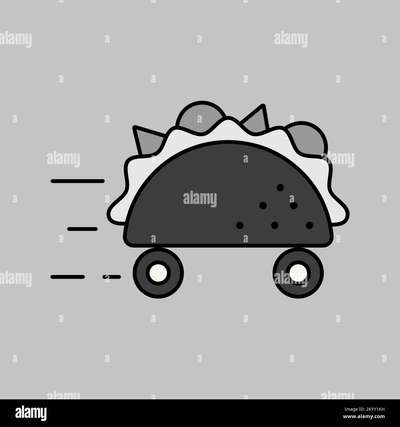 Taco delivery vector grayscale icon. Fastfood sign. Graph symbol for ...
