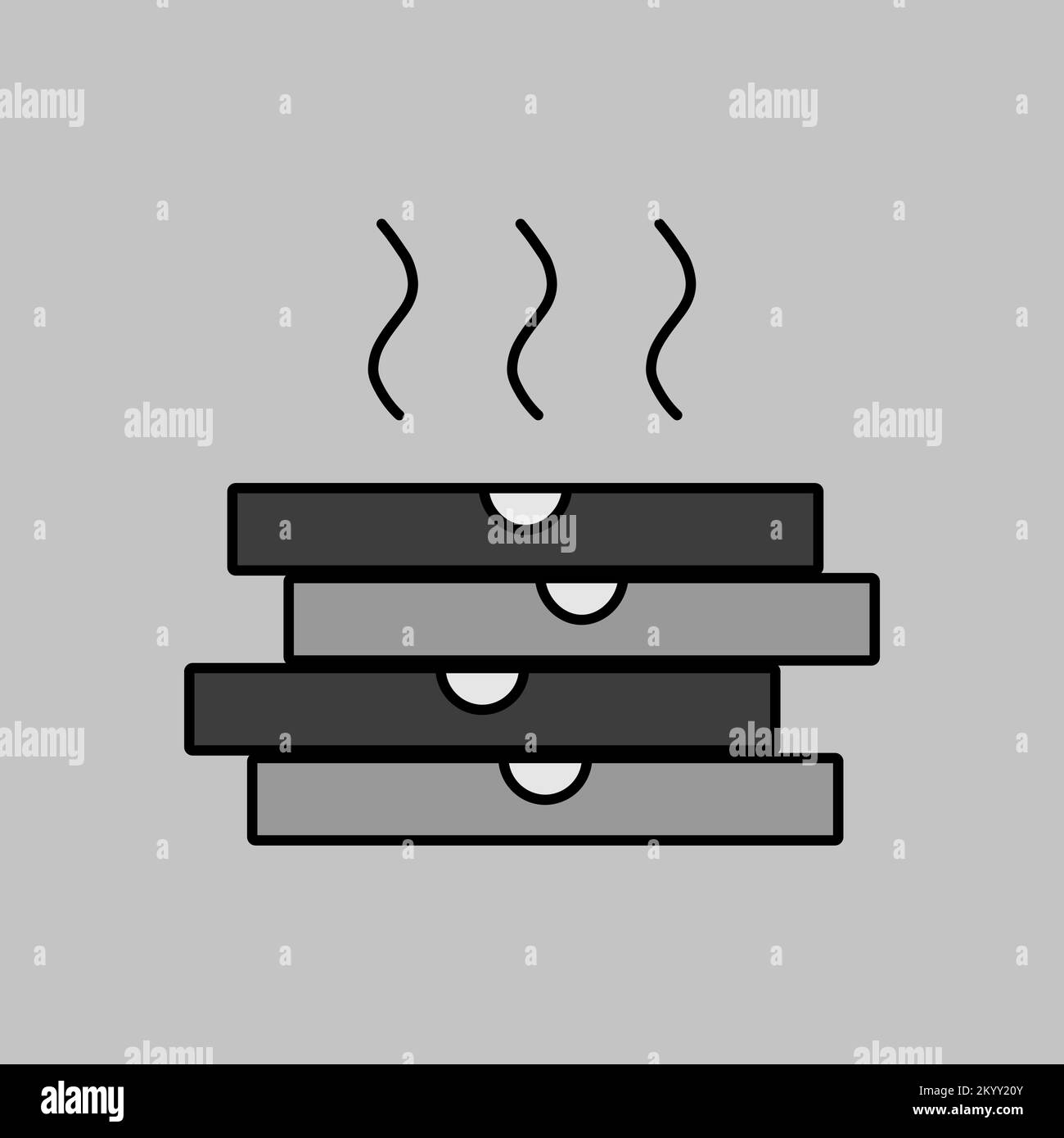 Stock vector grayscale icon of four boxes for pizza. Delivery sign ...
