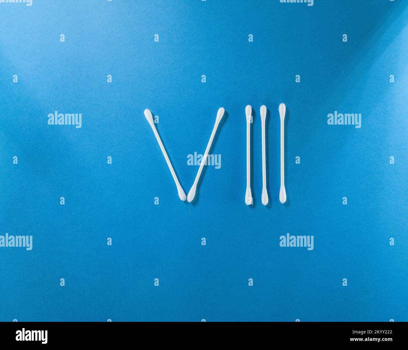 number eight (8) in roman numerals with clean white cotton buds ...