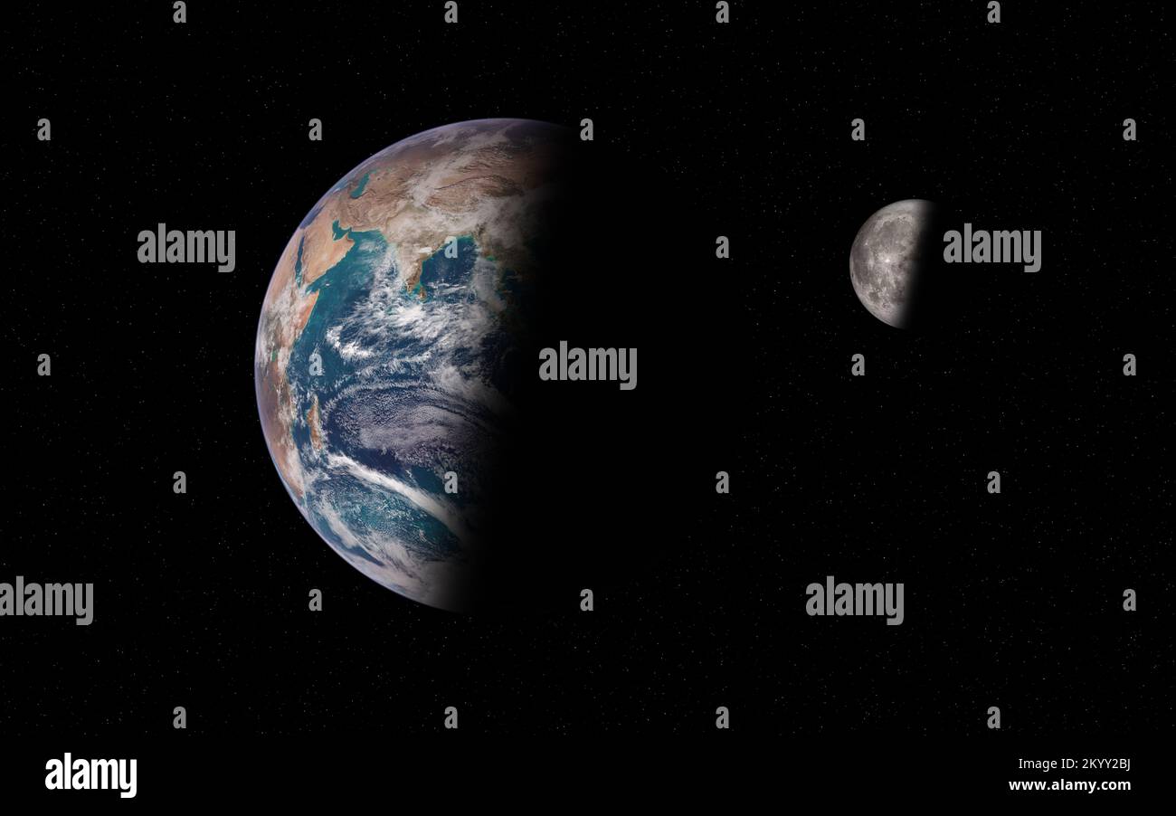 The Earth and the Moon from space. View from space on planet Earth and ...