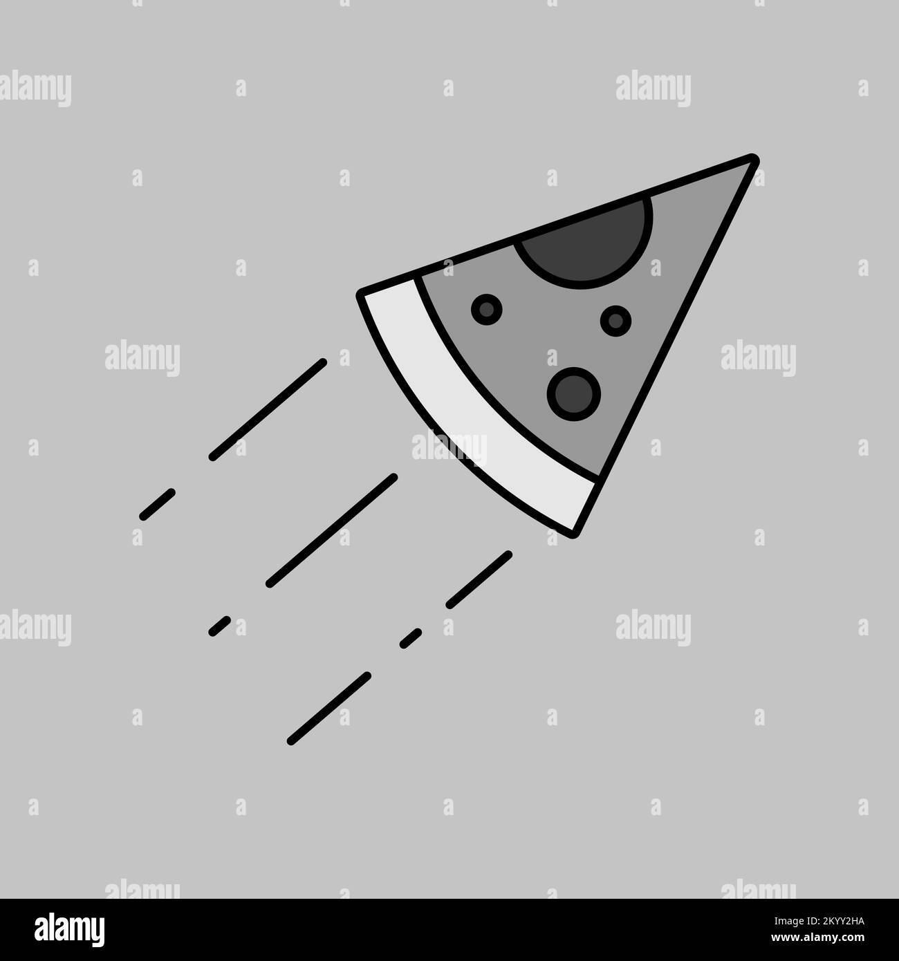 Slice of pizza vector grayscale icon. Fast food delivery symbol ...