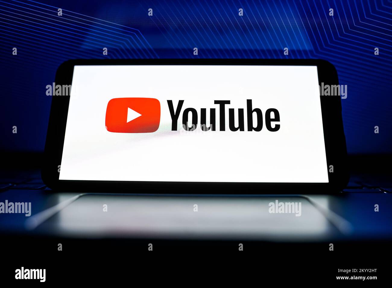 Nysa, Poland. 2nd Dec, 2022. In this photo illustration a Youtube logo seen displayed on a ...