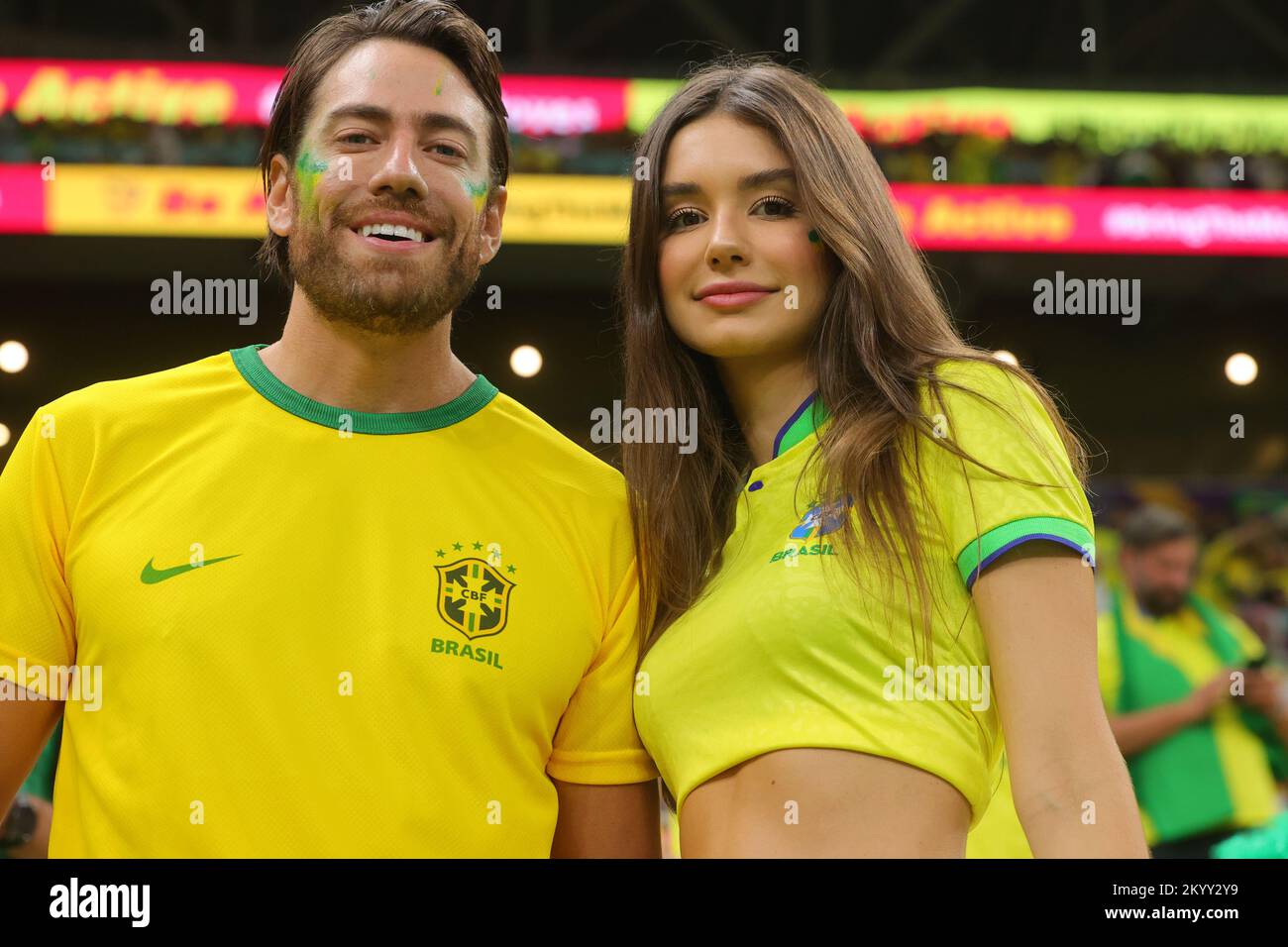 Brazilian fans during the FIFA World Cup, Qatar. , . Photo by Peter ...
