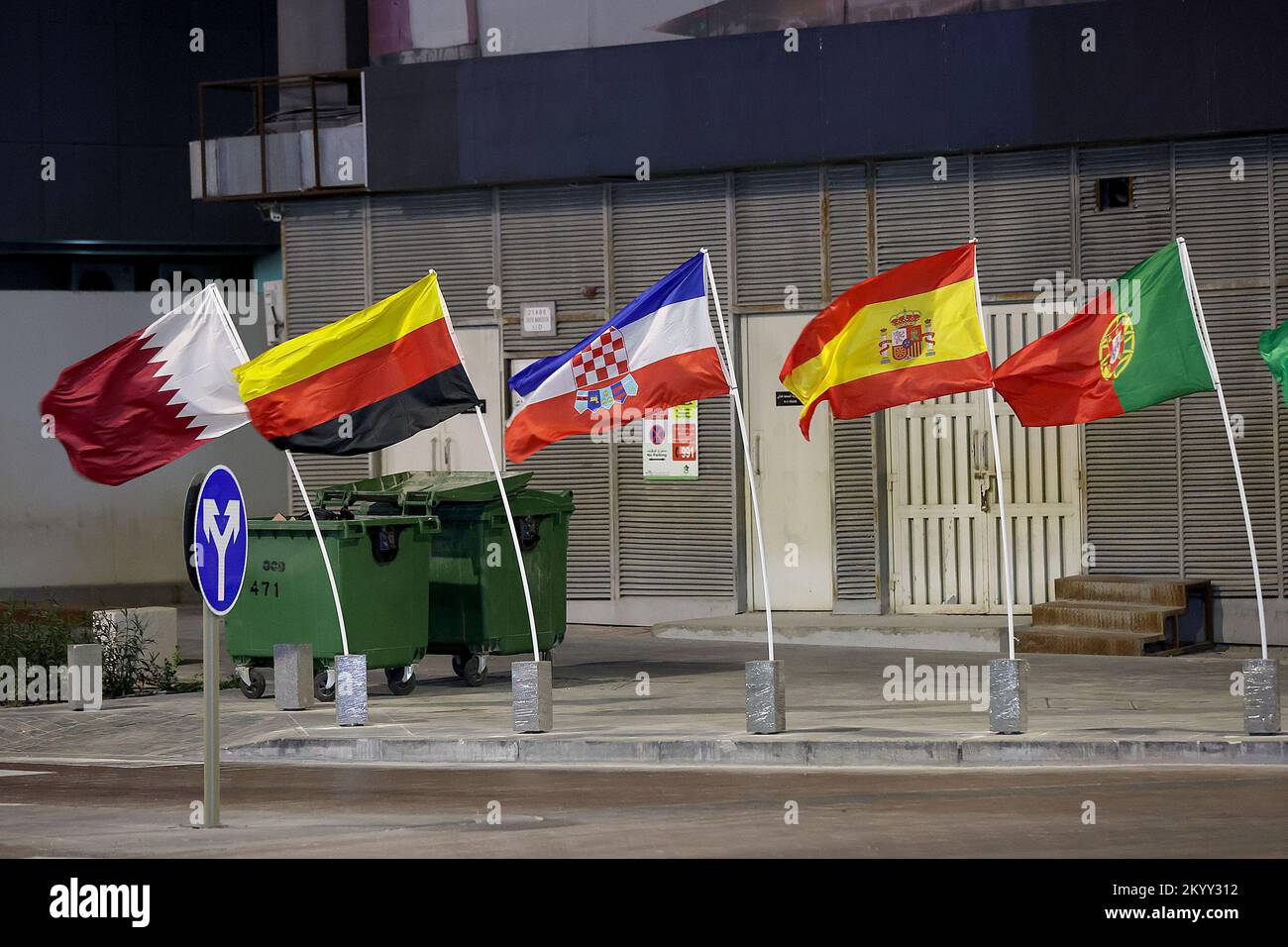 The Croatian and German flags can be seen turned upside down in front ...