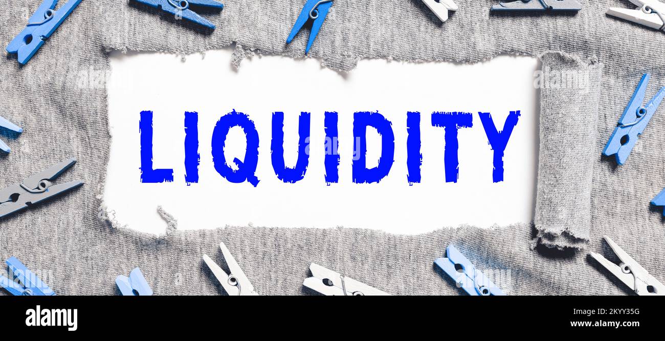 Text caption presenting Liquidity. Conceptual photo Cash and Bank ...