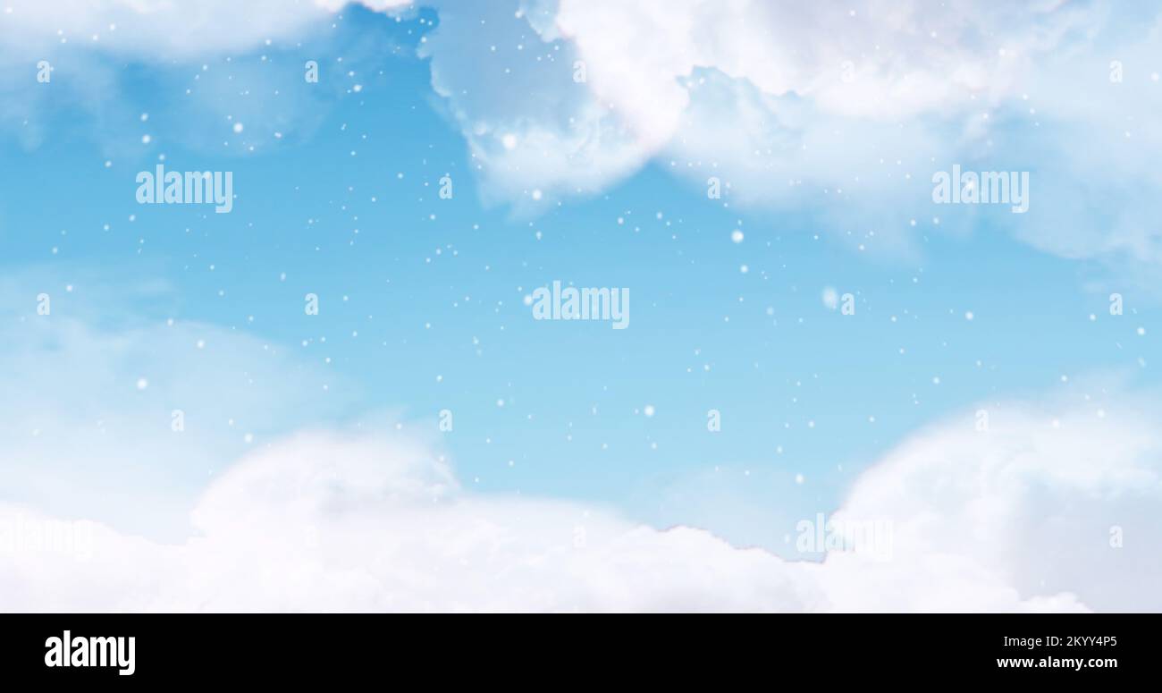 Image of sky with clouds over snow falling Stock Photo - Alamy