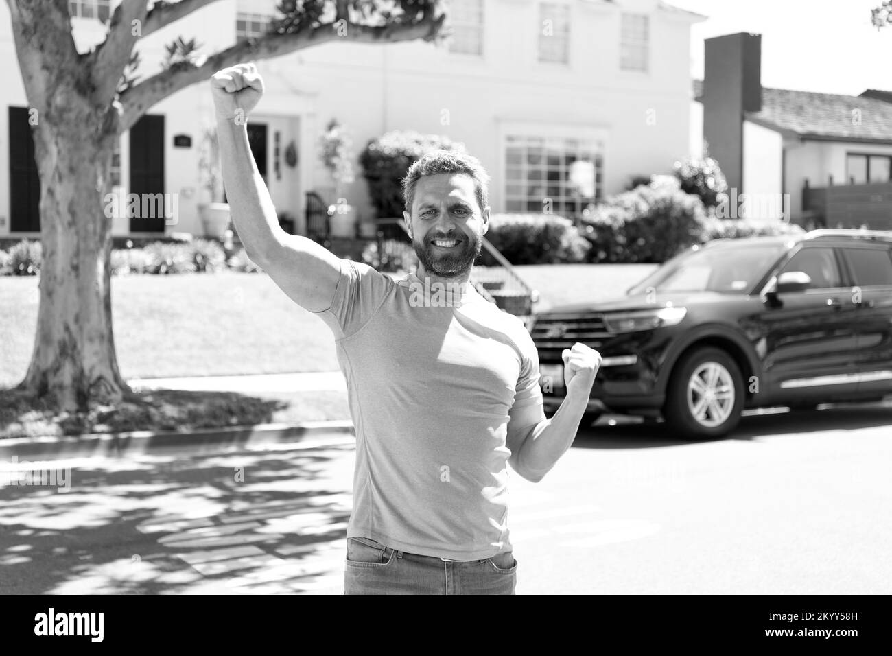 Expressing win Black and White Stock Photos & Images - Alamy