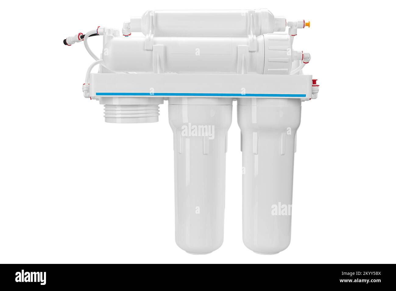 Reverse osmosis water purification system at home isolated on white ...
