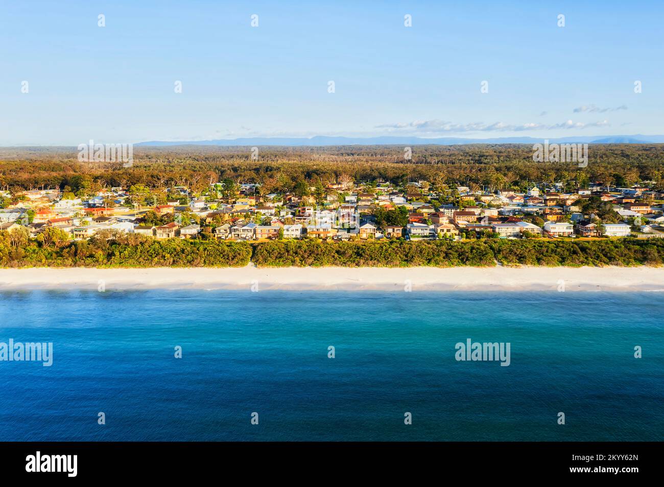 Waterfront of Callala beach resort town on Jervis bay in Australia ...