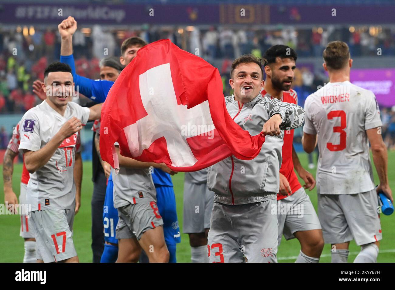 Doha, Katar. 02nd Dec, 2022. Xherdan SHAQIRI (SUI) with Swiss flag ...