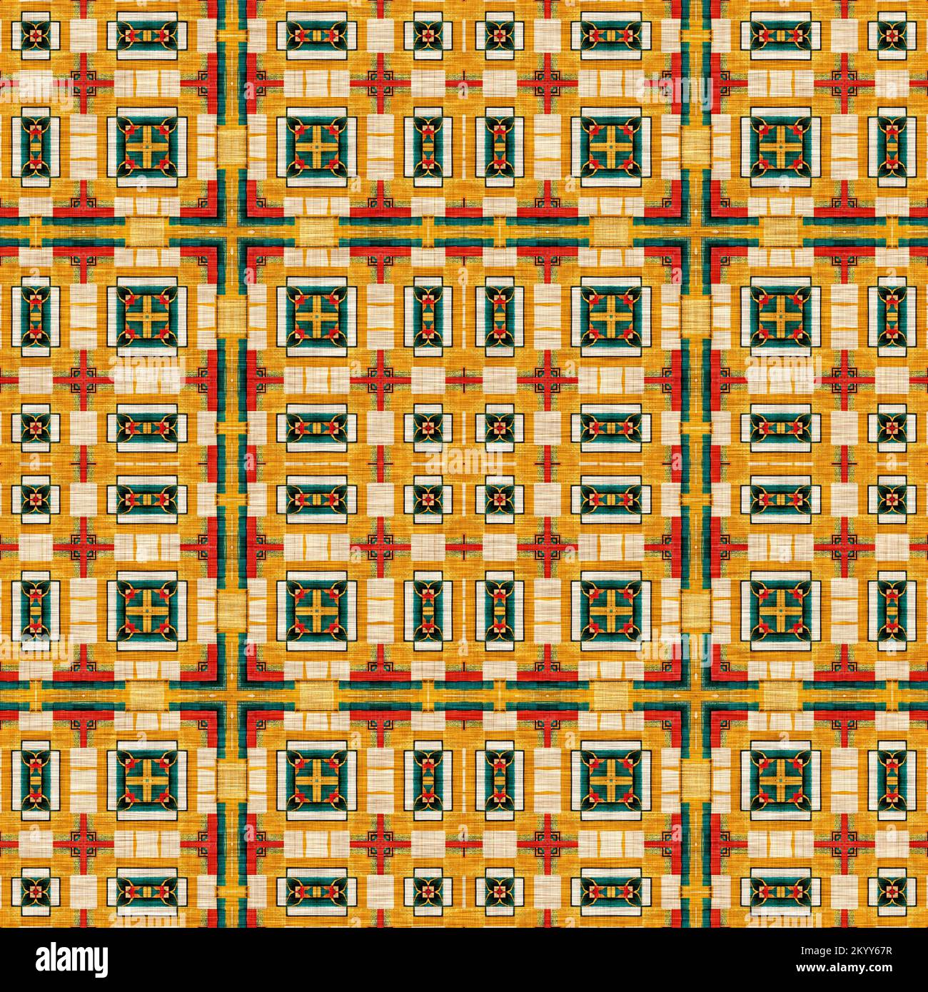 Traditional tile mosaic seamless pattern print. Fabric effect mexican ...