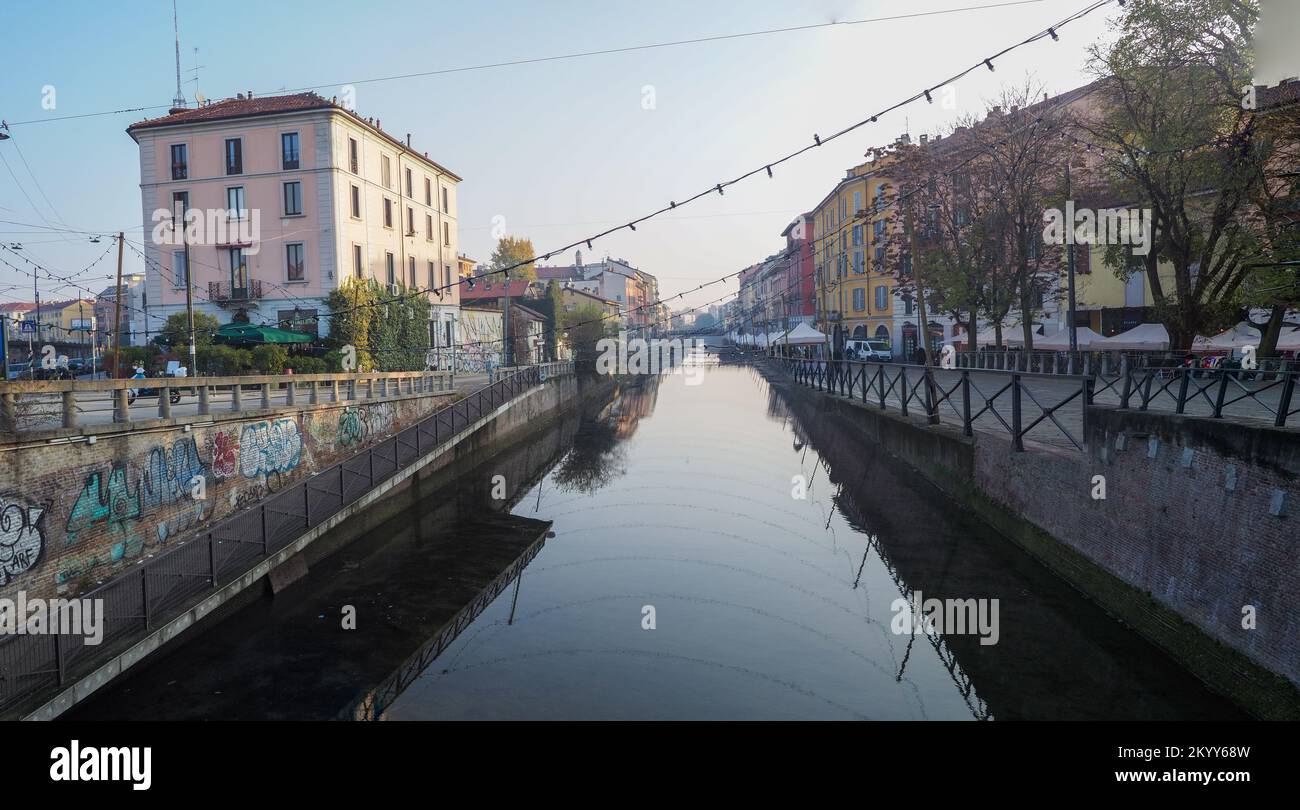Milano, Italy - November 2022 Navigli area Senigalia antques market ...